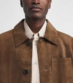 YVES SALOMON Suede Overshirt - Brown