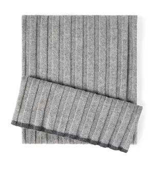 Brunello Cucinelli Cashmere Ribbed Scarf - Grey