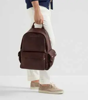 Brunello Cucinelli Calfskin Travel Backpack - Purple