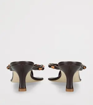 Staud Leather Beaded Kitten Heel Sandals