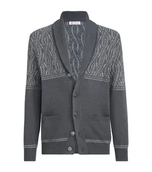 Brunello Cucinelli Cotton Jacquard Shawl Cardigan