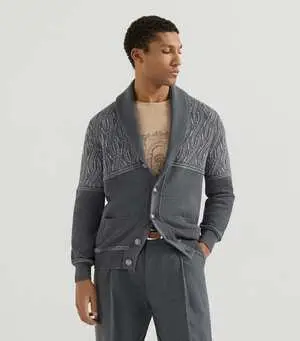 Brunello Cucinelli Cotton Jacquard Shawl Cardigan