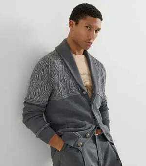 Brunello Cucinelli Cotton Jacquard Shawl Cardigan