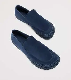 Loewe X Paula's Ibiza Suede-raffia Rio Loafers - Blue