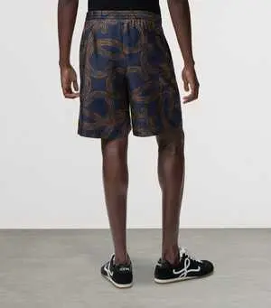 Loewe X Paula's Ibiza Silk Anagram Print Shorts - Navy