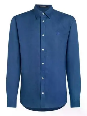 Karl Lagerfeld Monogram-embroidered Linen Shirt - Blue