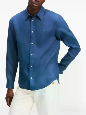 Karl Lagerfeld Monogram-embroidered Linen Shirt - Blue