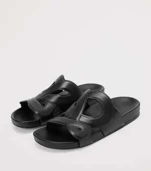 Loewe X Paula's Ibiza Leather Monogram Ease Slides - Black