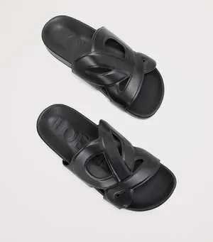 Loewe X Paula's Ibiza Leather Monogram Ease Slides - Black