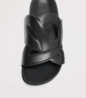 Loewe X Paula's Ibiza Leather Monogram Ease Slides - Black
