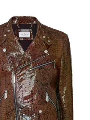Philipp Plein Python Leather Jacket - Brown