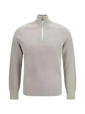 Brunello Cucinelli Ribbed-knit Half-zip Sweater - Neutrals