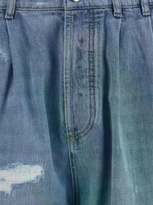 Brunello Cucinelli Distressed Pleated Jeans - Blue