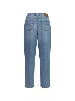 Brunello Cucinelli Distressed Pleated Jeans - Blue