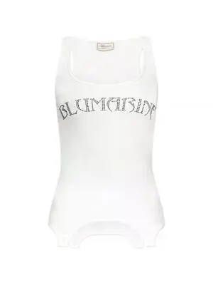 Blumarine Rhinestone-embellished Ribbed Tank Top