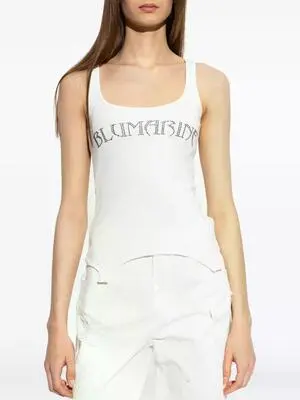 Blumarine Rhinestone-embellished Ribbed Tank Top