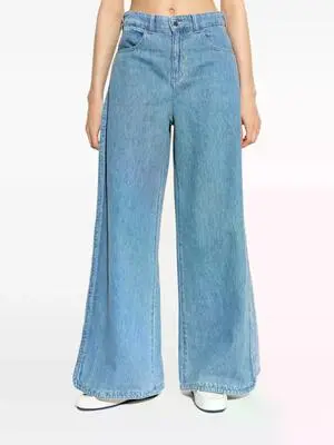 Emporio Armani Side-slit Wide-leg Jeans - Blue