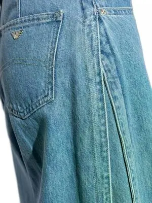 Emporio Armani Side-slit Wide-leg Jeans - Blue