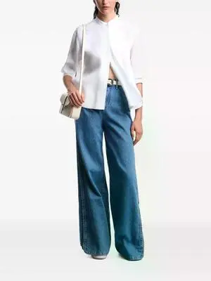 Emporio Armani Side-slit Wide-leg Jeans - Blue