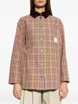 Emporio Armani Check-patterned Coat With Corduroy Collar