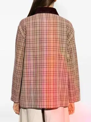 Emporio Armani Check-patterned Coat With Corduroy Collar