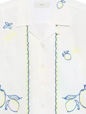 DUNST Embroidered Short Sleeve Shirt - White