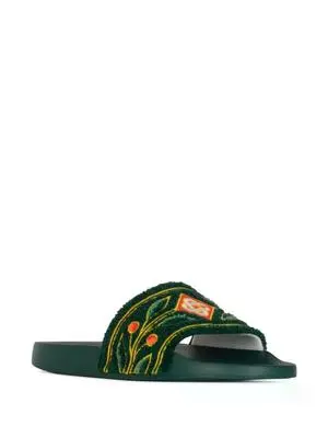 Casablanca Laurel Terry Embroidered Sandals - Green