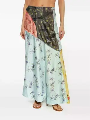 GANNI Patchwork Floral Print Maxi Skirt - Blue