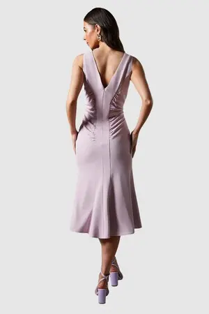 Coast Ruched V-neck Midi Dress
