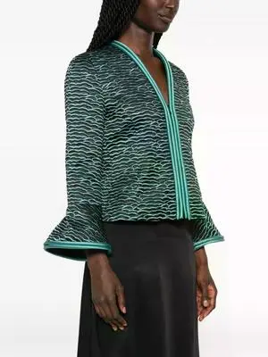 Emporio Armani Textured Ruffled-sleeve Jacket - Black