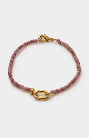 KATIE LOXTON Rhodochrosite Beaded Bracelet With Clasp - Gold