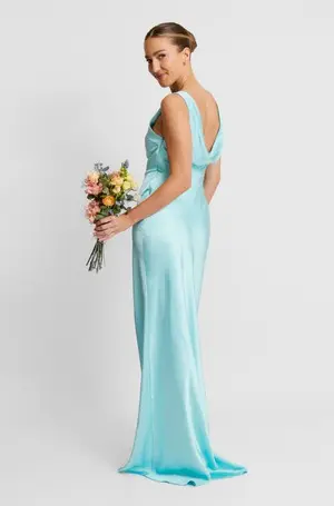 SIX STORIES Satin Bridesmaid Dress With Cowl Back