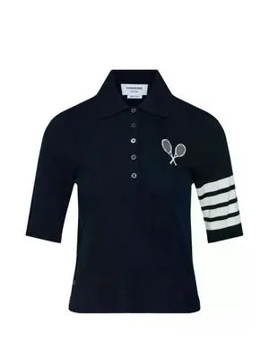 Thom Browne Tennis-intarsia Polo Shirt - Blue