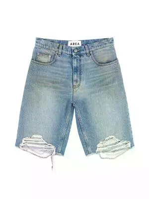 AREA Crystal-embellished Frayed Shorts
