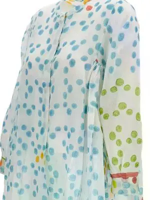 INJIRI Polka-dot Long-sleeve Midi Dress - White