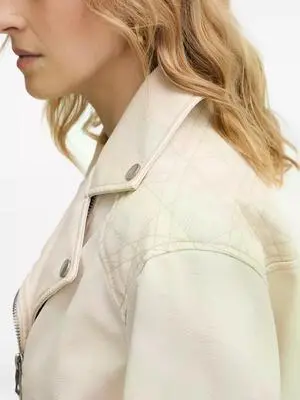 Guess Quilted-panel Biker Jacket - Neutrals