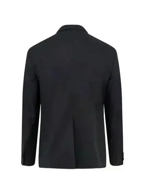 Tagliatore Double-breasted Slub-texture Blazer - Black