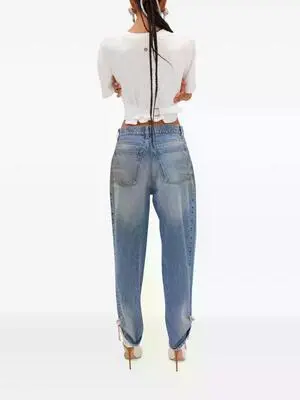 AREA Crystal-embellished Knot Jeans - Blue
