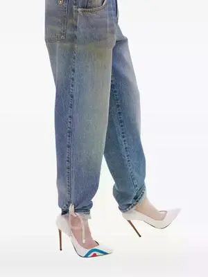 AREA Crystal-embellished Knot Jeans - Blue