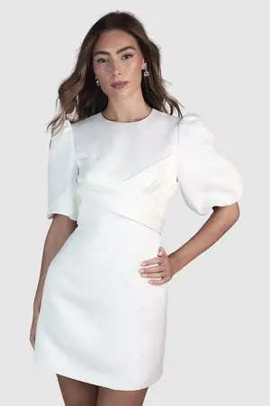 Coast Wrap Front Short Sleeve Mini Dress - Ivory