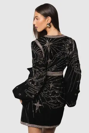 Coast Party Sequin Velvet Wrap Mini Dress