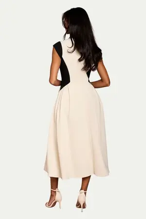 Coast Petite Color Block Midi Dress - Mono