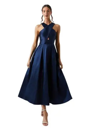 Coast Halterneck Fit & Flare Midi Dress - Navy