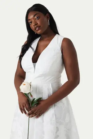 Coast Plunge Neck Waterfall Organza Maxi Dress