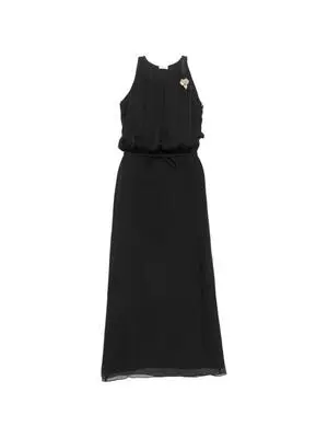 Valentino Garavani Sleeveless Silk Maxi Dress With Brooch Detail - Black