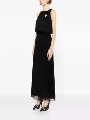 Valentino Garavani Sleeveless Silk Maxi Dress With Brooch Detail