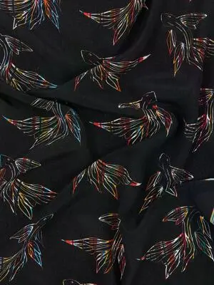 Paul Smith Fish-print Striped-border Scarf - Black