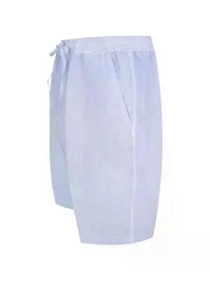 120% Lino Drawstring-waist Linen Shorts - Blue