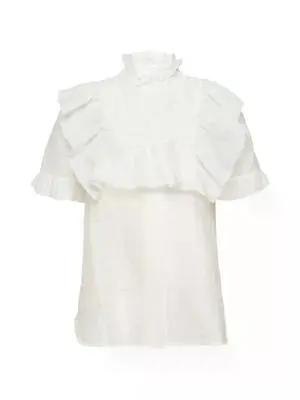LEE MATHEWS Martha Ruffled Seersucker Blouse