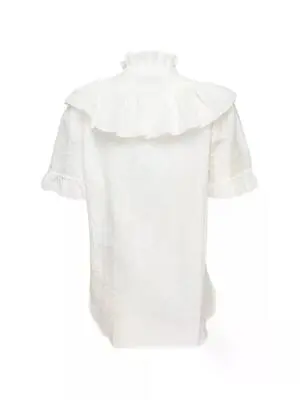 LEE MATHEWS Martha Ruffled Seersucker Blouse